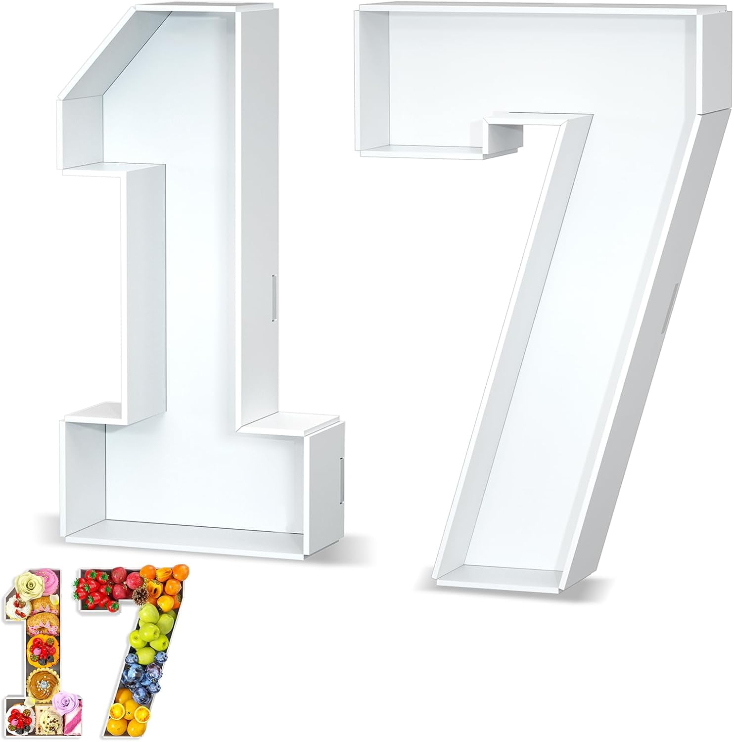 13.78'' Fillable Cardboard Number 17, Charcuterie Tray Mache 17, Food ...