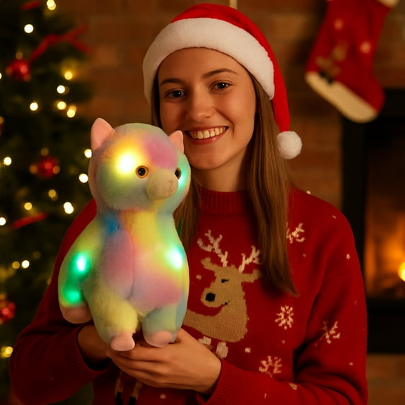 13.78-Inch Color Changing Glow Alpaca & Rabbit Plush Toy - LED Night ...