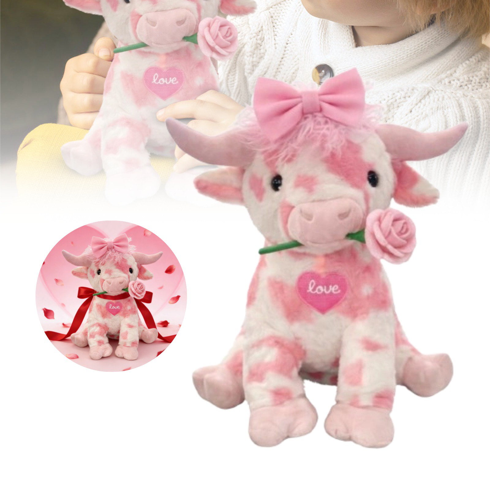 13.78In Cute Highland Cow Plush Toy -Valentines Highland Cow Stuffed ...