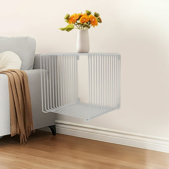 13.78inch Floor Mount&Wall Mount Square Side Table Silver Multi-Purpose ...