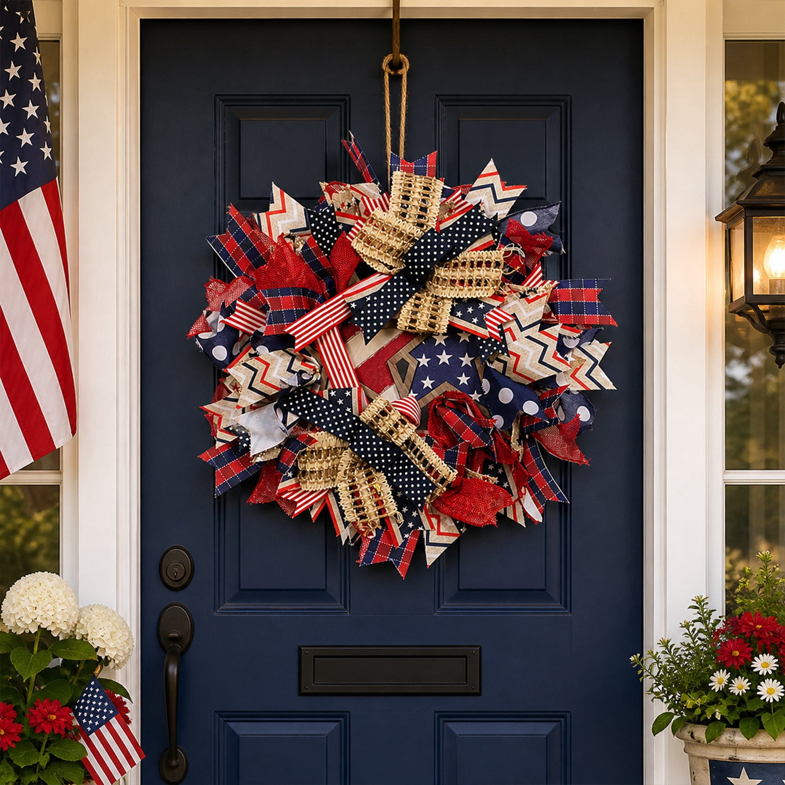 13.7In Garland Patriotic Red White And Blue Decor For Independence Day ...