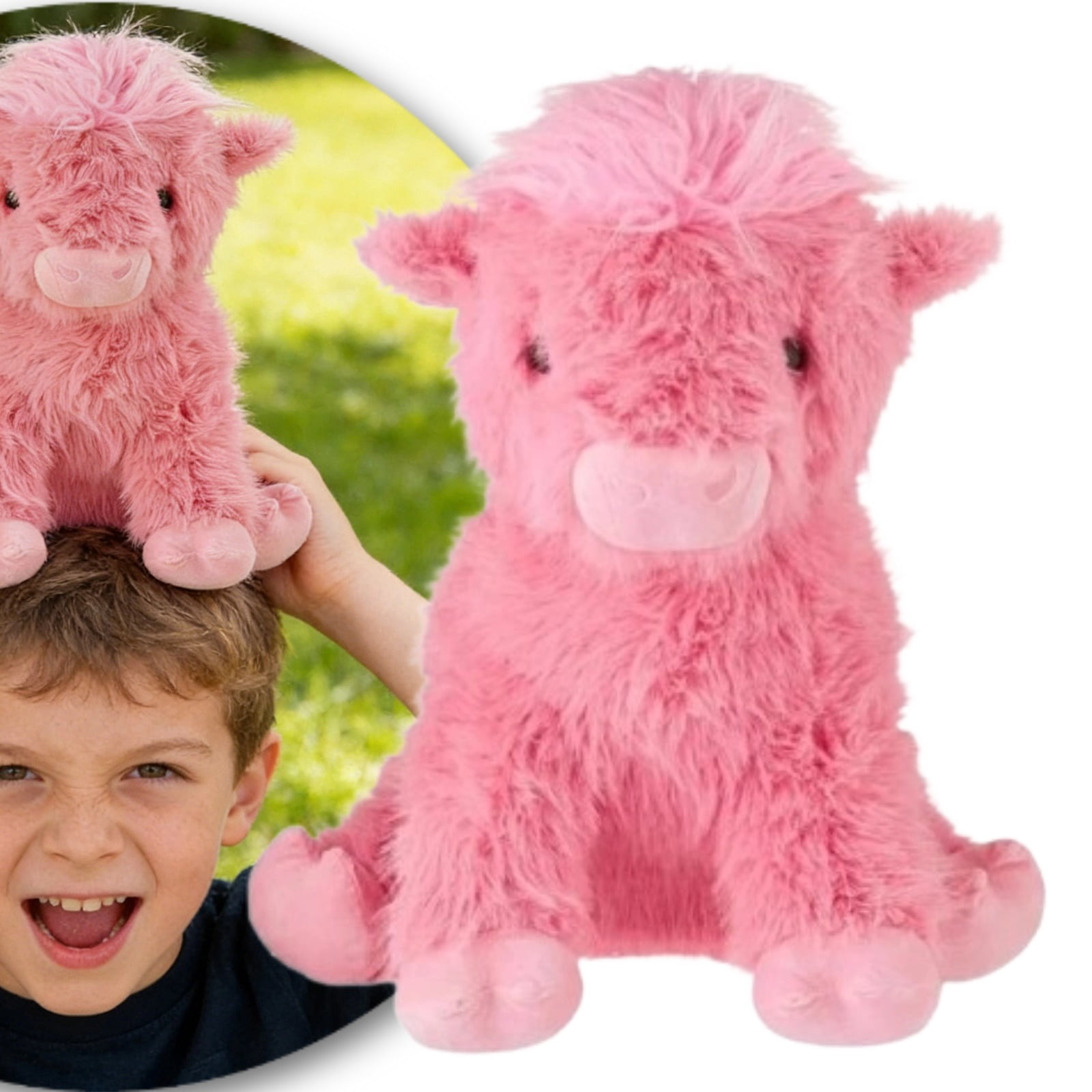 13.7inch Soft & Fluffy Pink Cute Cow Plush Stuffed Animal Doll Toy ...