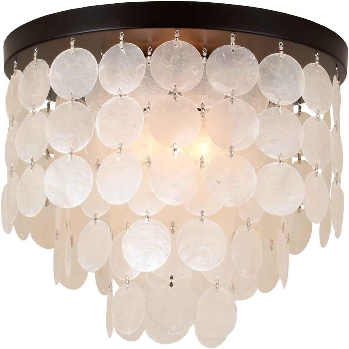13.8" Capiz Shell Ceiling Light Brushed Bronze Finish Light for Bedroom ...