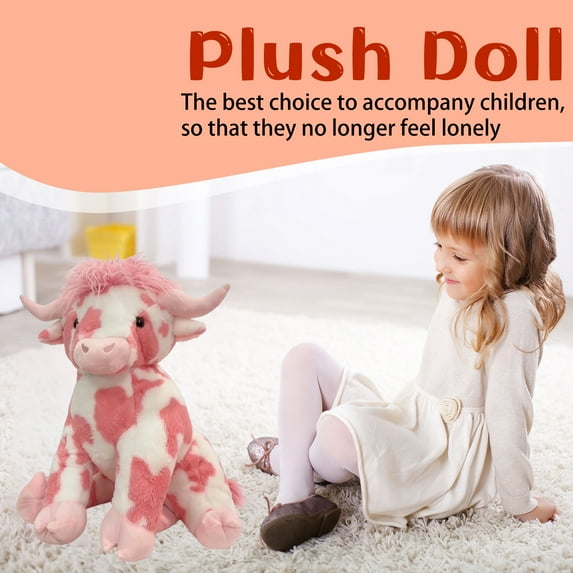 13.8 Inch Highland Cow Stuffed Animal, Cute Plushies Fluffy Cow Gifts ...
