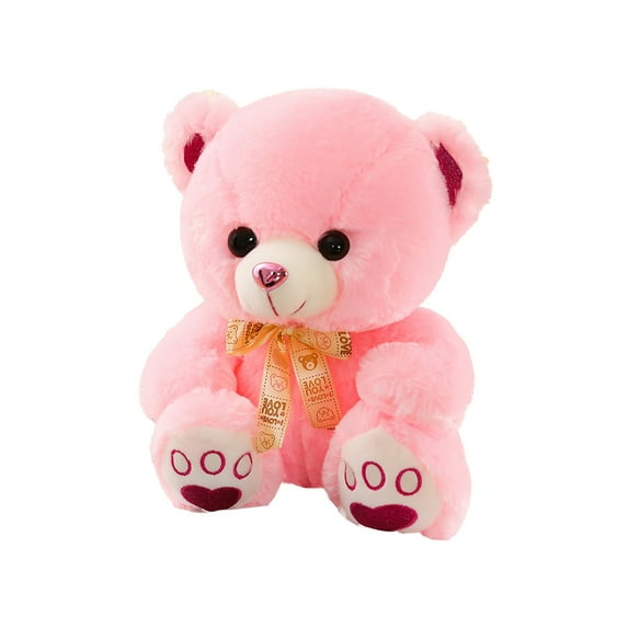 13.8 Inch Sitting Bear Plush Pillow Toy, Soft Stuffed Animal with Bow ...