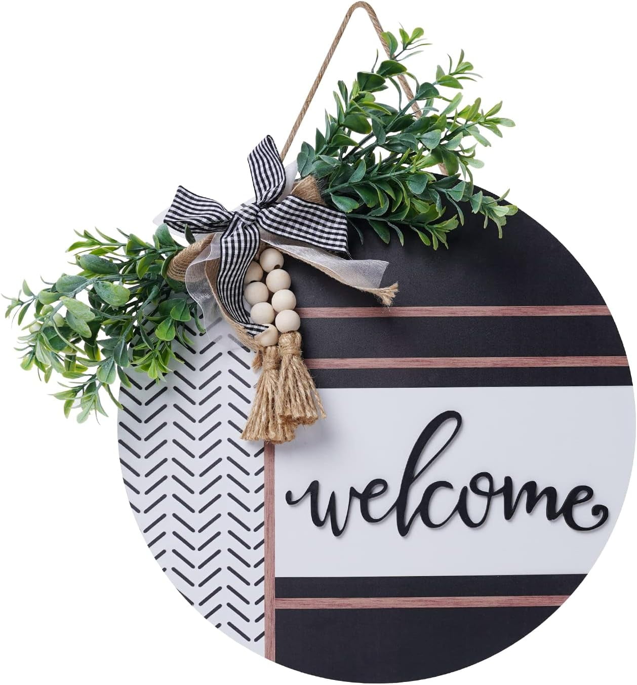 13.8'' Large Welcome Sign for Front Door Wood Farmhouse Wreath Porch ...