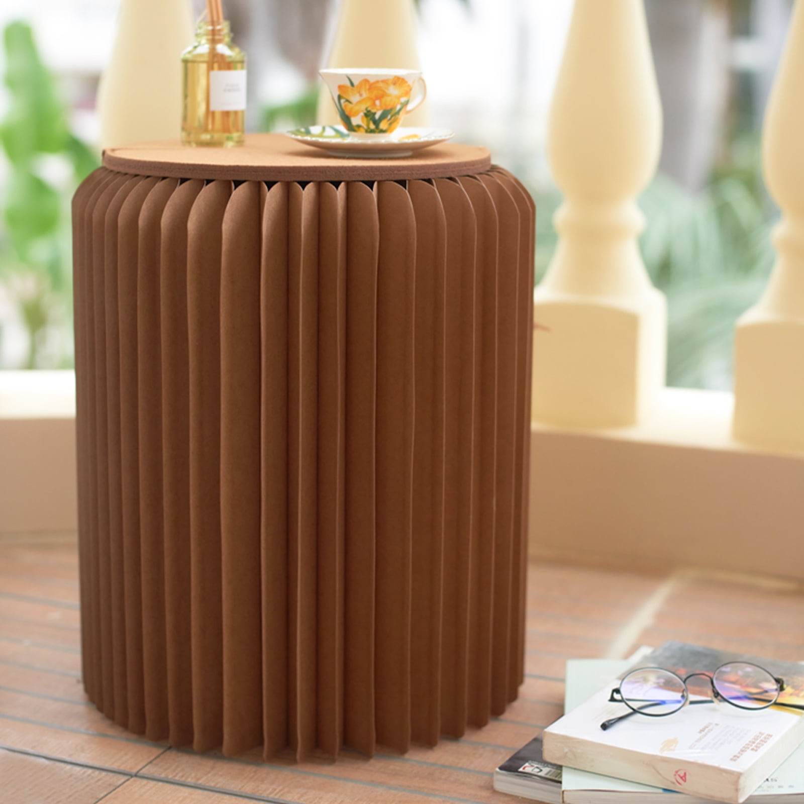 13.8 in Brown Paper Folding Stool with Cushion, Honeycomb Furniture ...