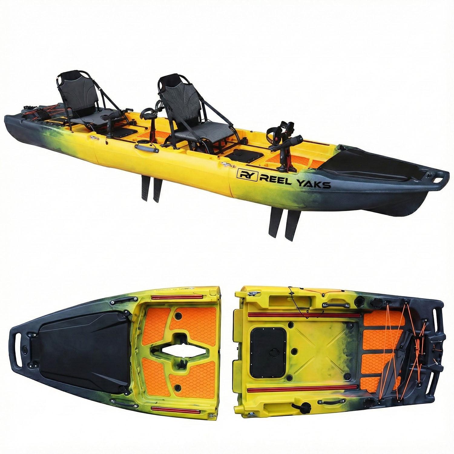 13.8ft Rocket Fin Drive Tandem & Solo Modular Fishing Kayak | Fin Drive ...