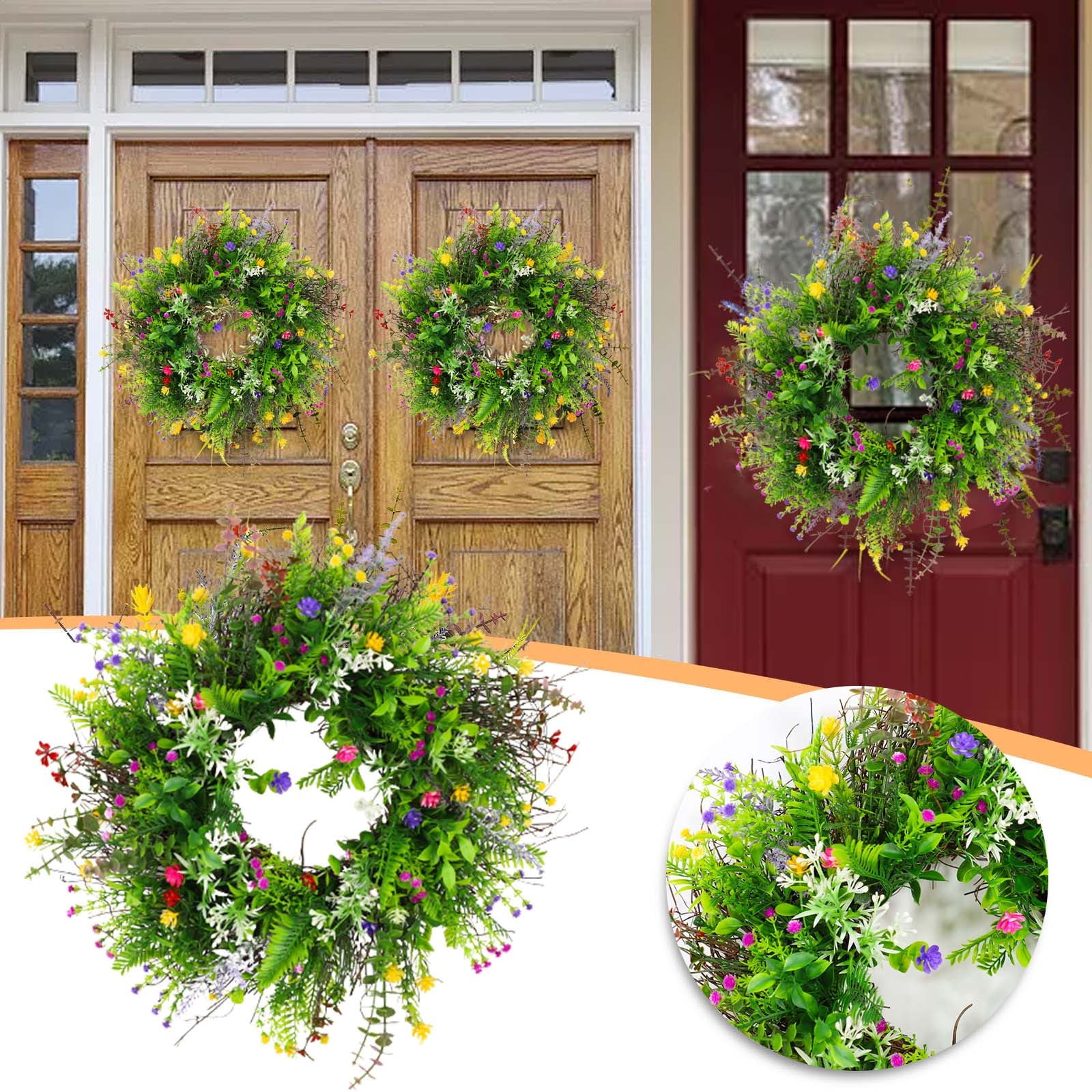 13.8in Wildflower Garland Colorful Spring And Summer Garland Front Door ...