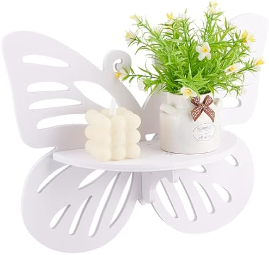 13.8x11x4.3 Inch Butterfly Floating Shelves White Butterfly Wall ...