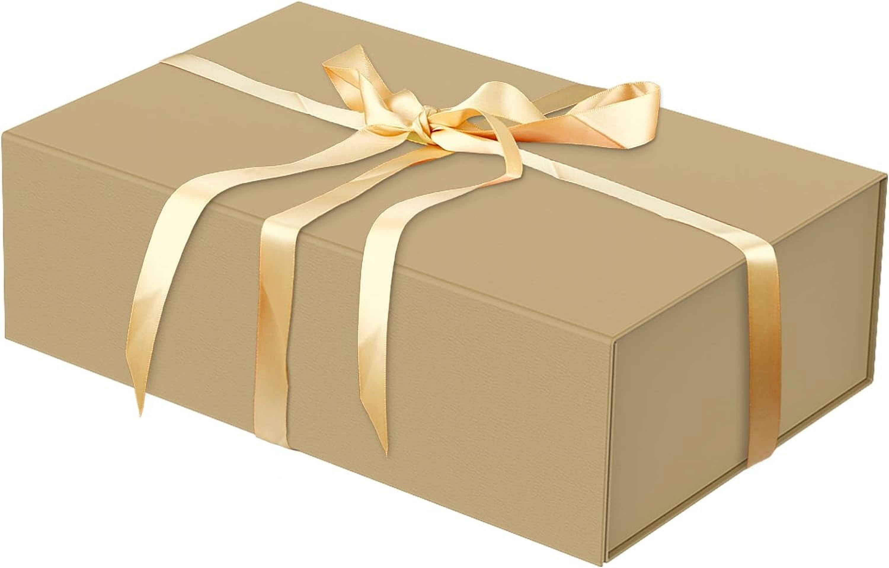 13.8x9x4.3 Inch Gold Magnetic Gift Box With Ribbon for Wedding Holiday ...