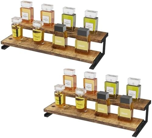 13.9 Inch Cologne Organizer for Men, 2 Tier Wooden Perfume Stand ...