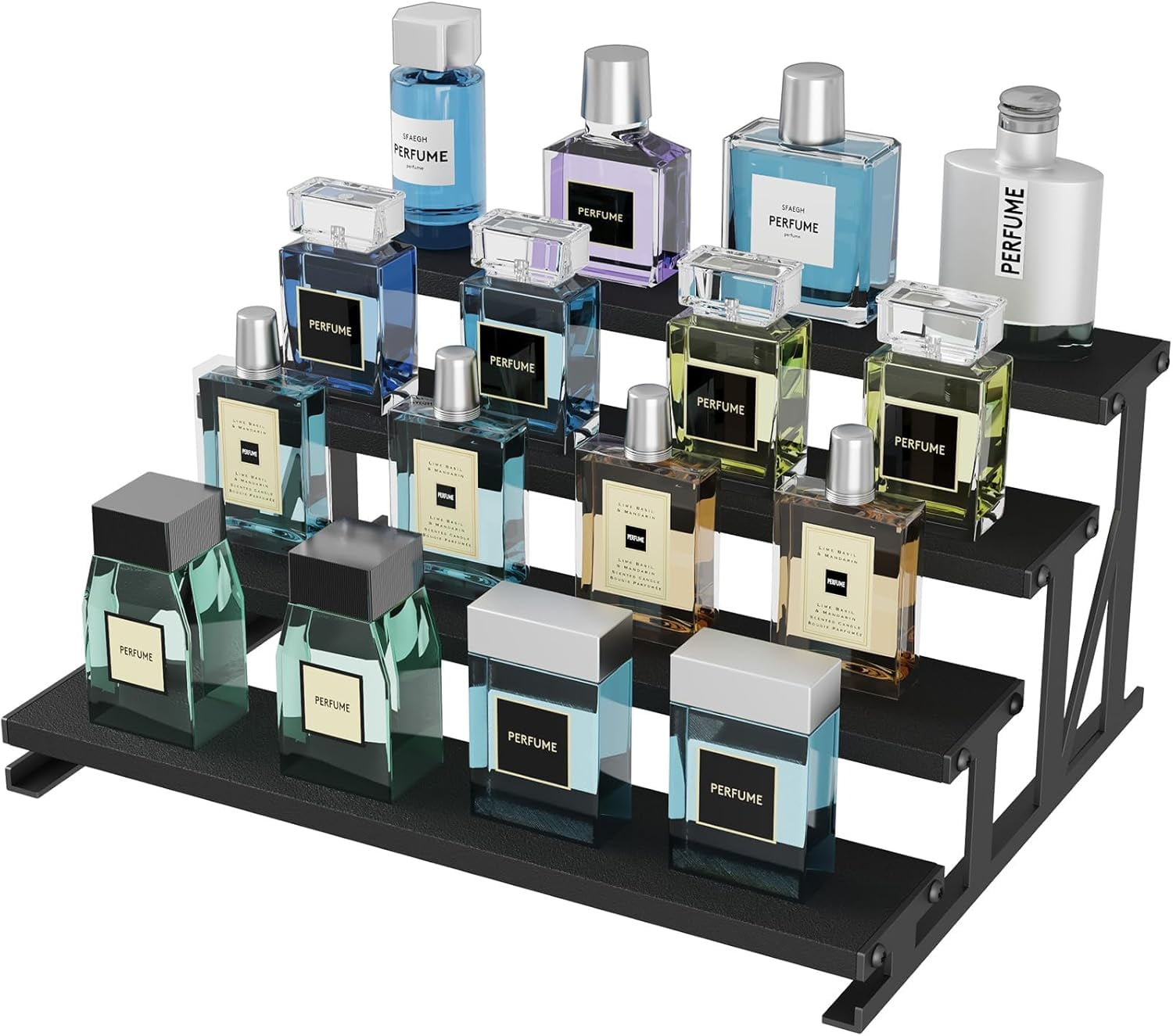 13.9 Inch Cologne Organizer for Men, 4 Tier Wooden Perfume Stand ...