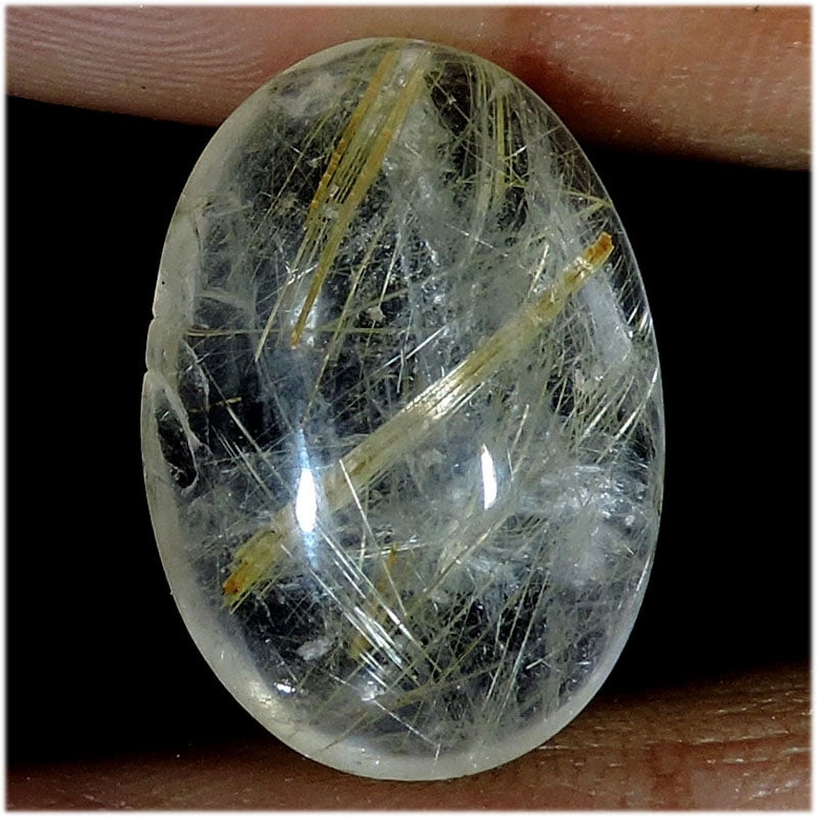13.90 Carat Real Gold Needles Rutile Quartz Oval Cabochon Loose ...
