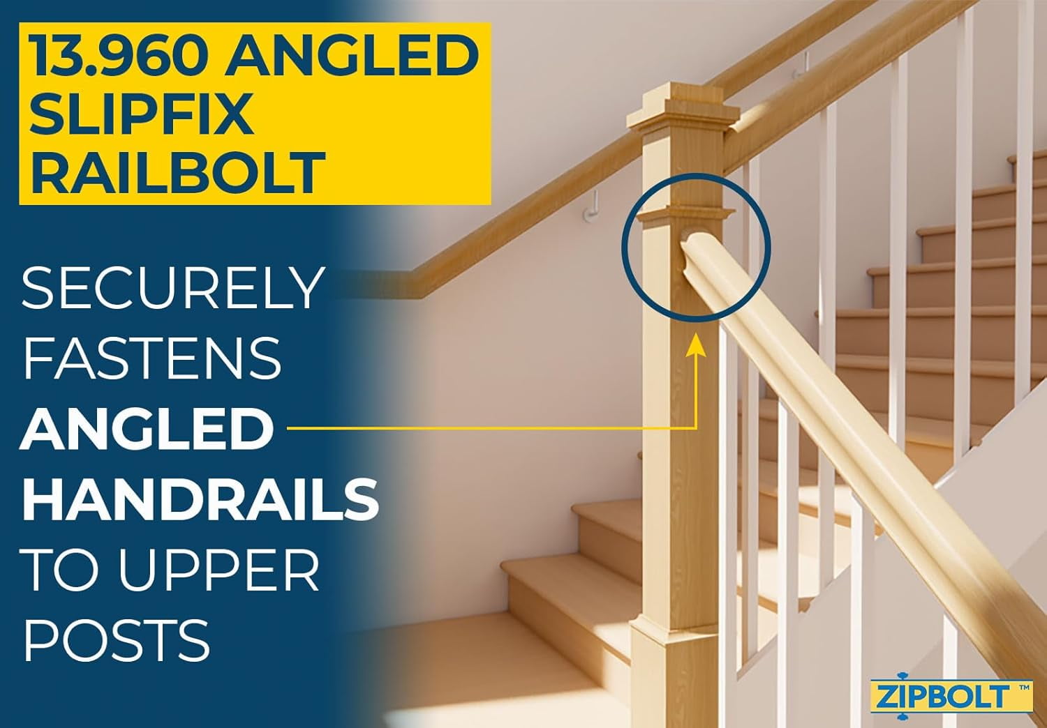 13.950 Angled Slipfix Railbolt Bulk Pack — Angled Handrail to Newel ...