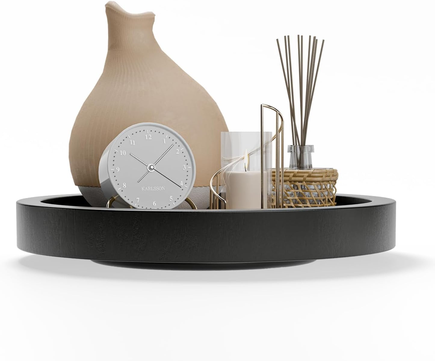 13" Acacia Wood Lazy Susan Organizer for Cabinet - Round Black Lazy ...