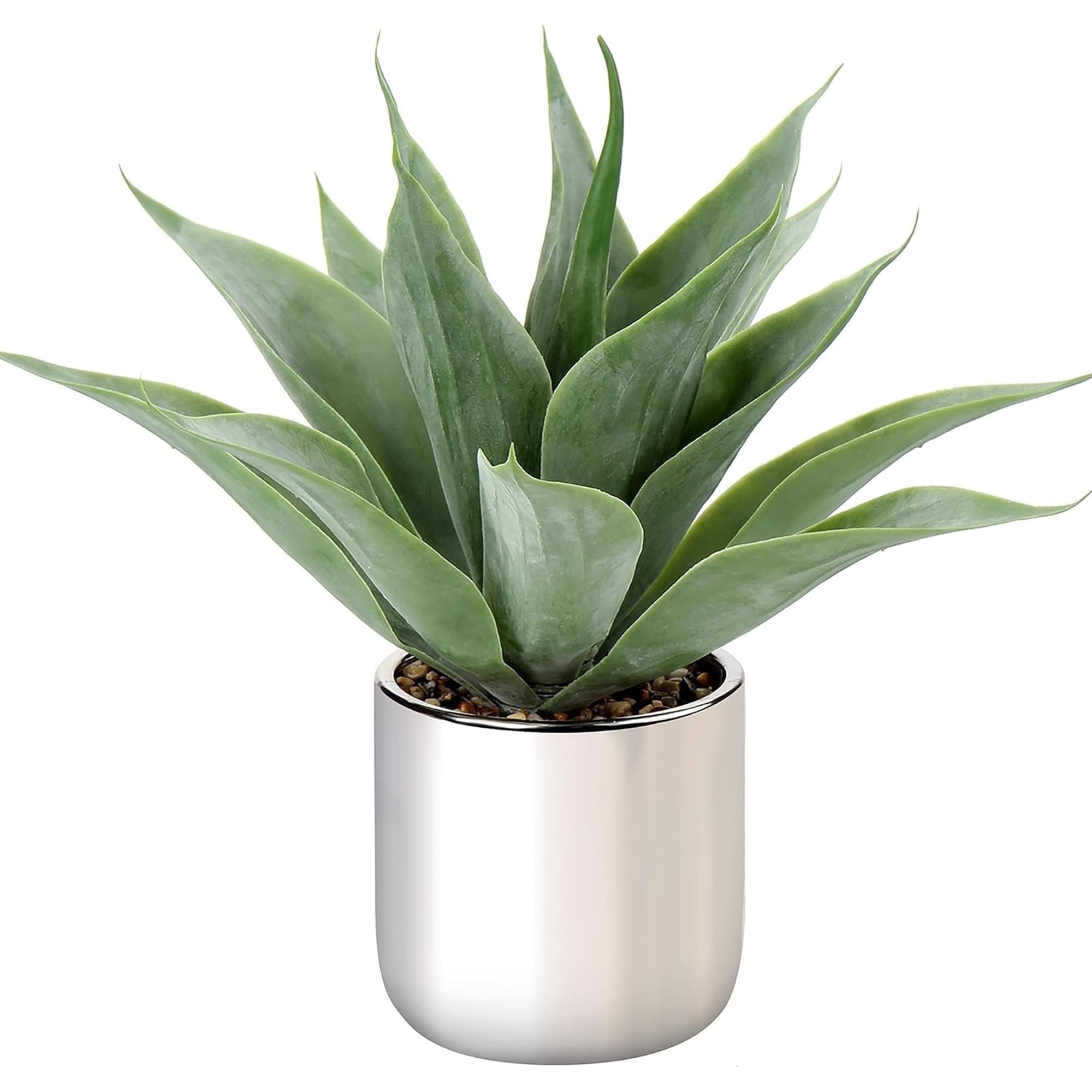 13" Artificial Aloe Vera Plants Fake Succulent Plants in Silver Pot ...