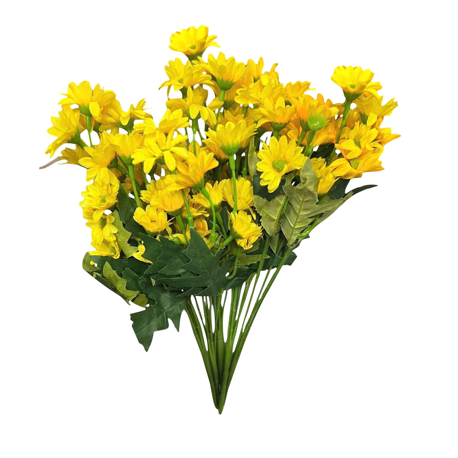 13" Artificial Yellow Mums for Outdoor Autumn Decor - 5 Bundles UV ...