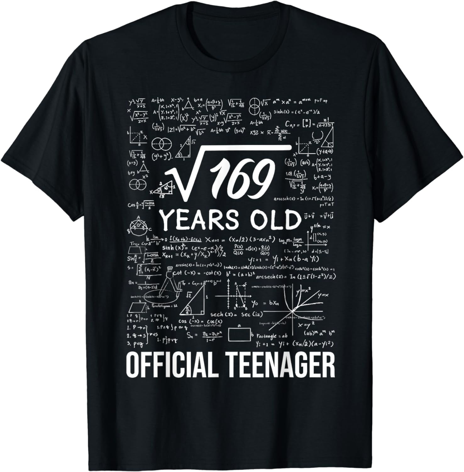 13 Birthday Official Teenager Boy 13yr Math 13th Birthday Cotton T ...