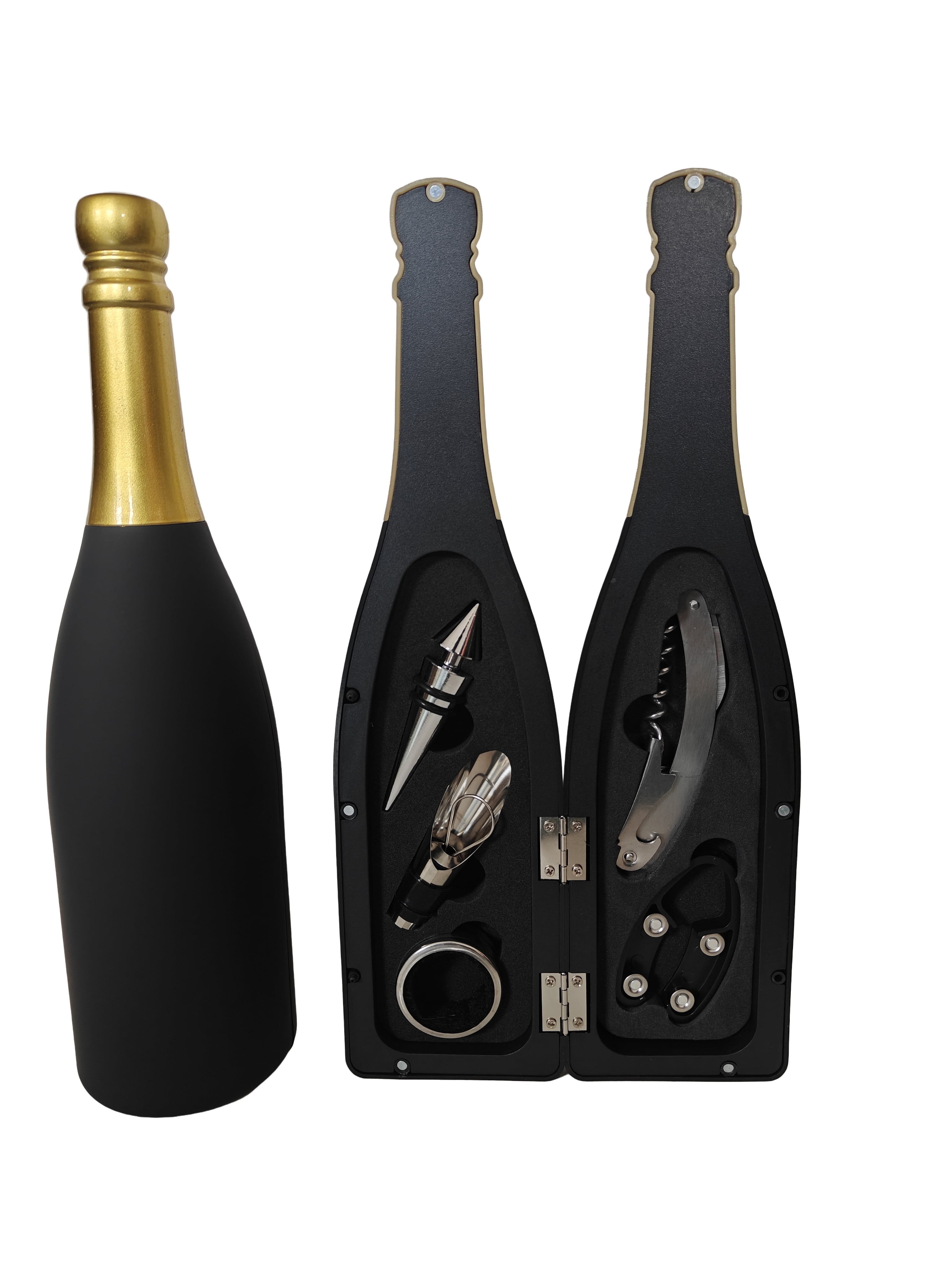 13" Black Bottel Wine Accessorie Kit - Walmart.com
