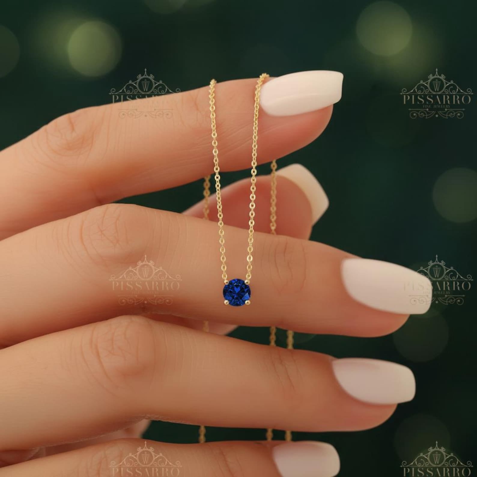 13 Carat Natural Round Cut Sapphire Gold Plated Jewelry Minimalist ...