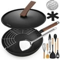 13'' Carbon Steel Wok, 12 Piece Wok Pan & Stir-Fry Pans Set with Lid ...