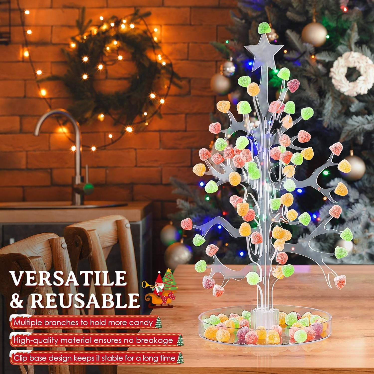 13" Christmas Gumdrop Tree with Star Treetop, Nostalgic Clear Plastic ...