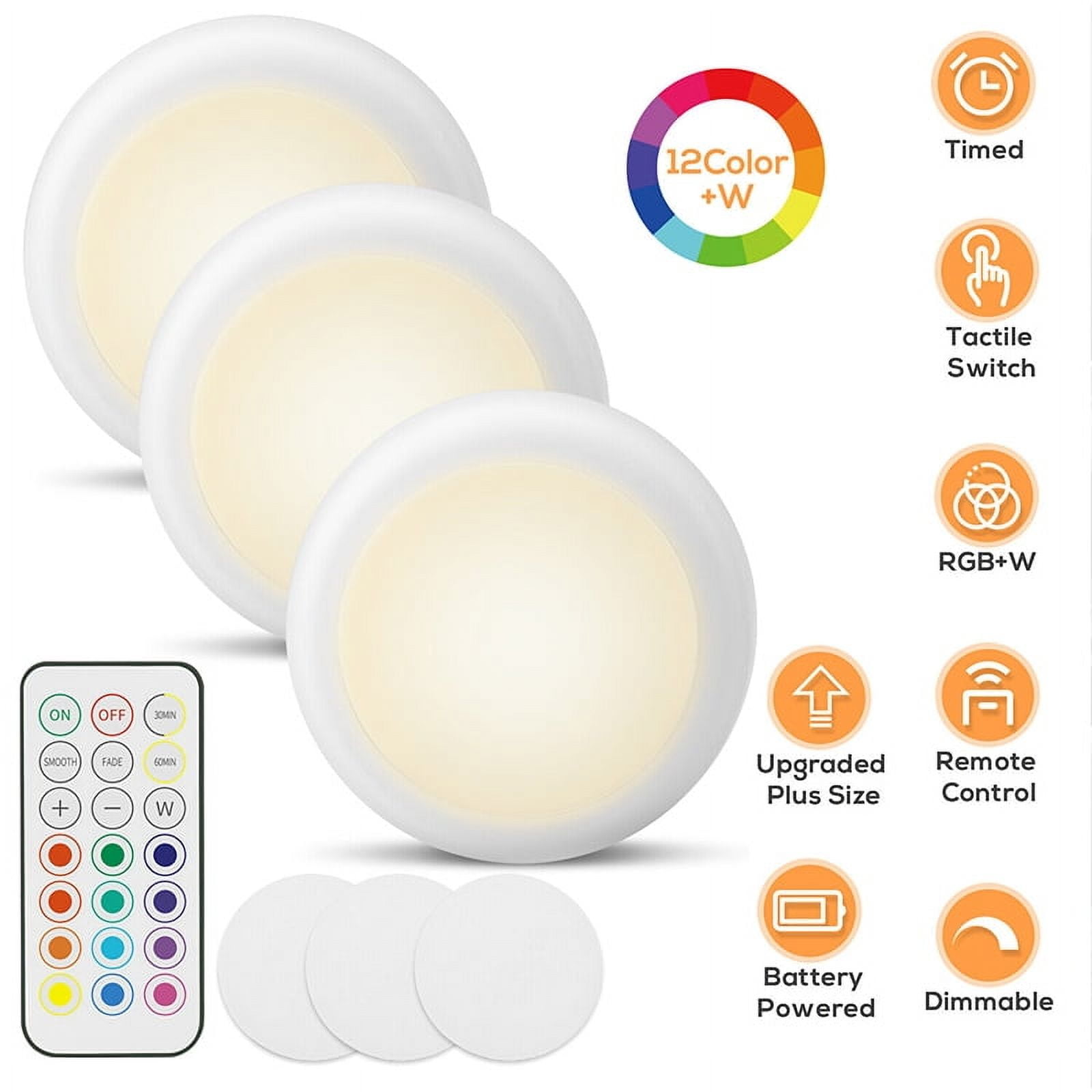 13 Colors LED Closet Lights, Wireless LED Puck Lights with Touch ...