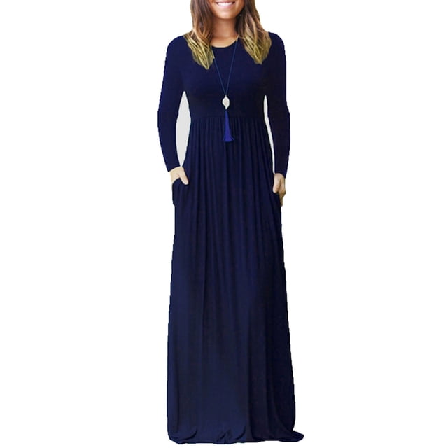 13 Colors! Women Dress Maxi Lady Cotton Long Dresses Boho Color Plain ...