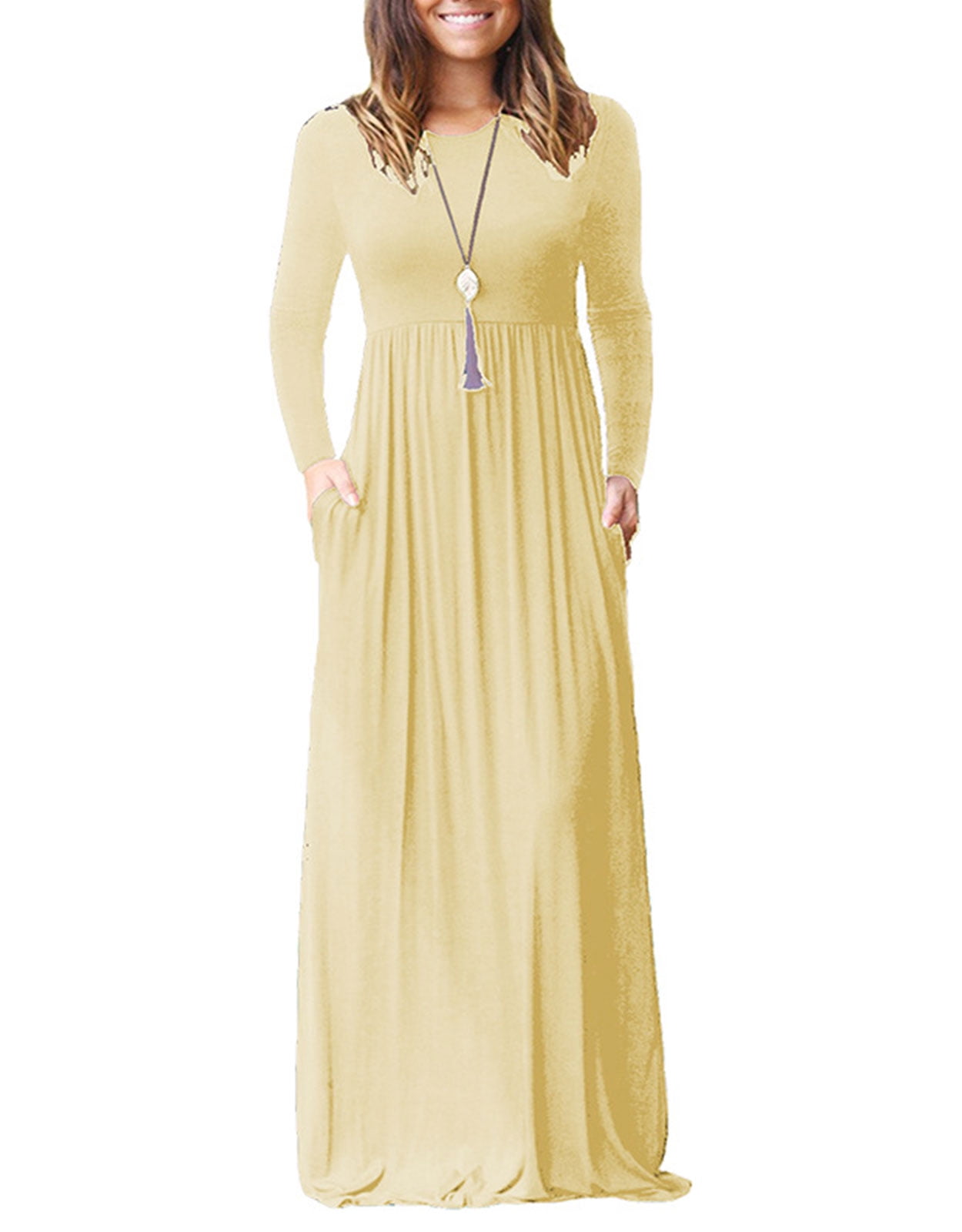 13 Colors! Women Dress Maxi Lady Cotton Long Dresses Boho Color Plain ...