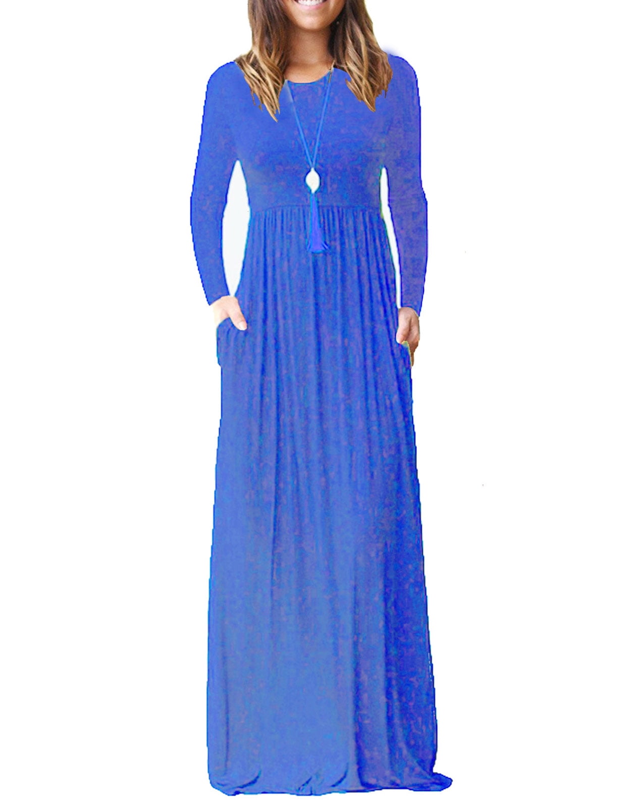 13 Colors! Women Dress Maxi Lady Cotton Long Dresses Boho Color Plain ...