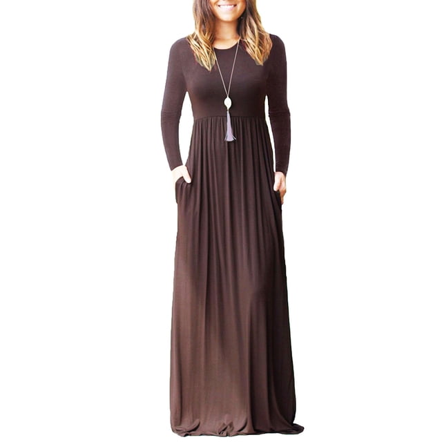13 Colors! Women Dress Maxi Lady Cotton Long Dresses Boho Color Plain ...