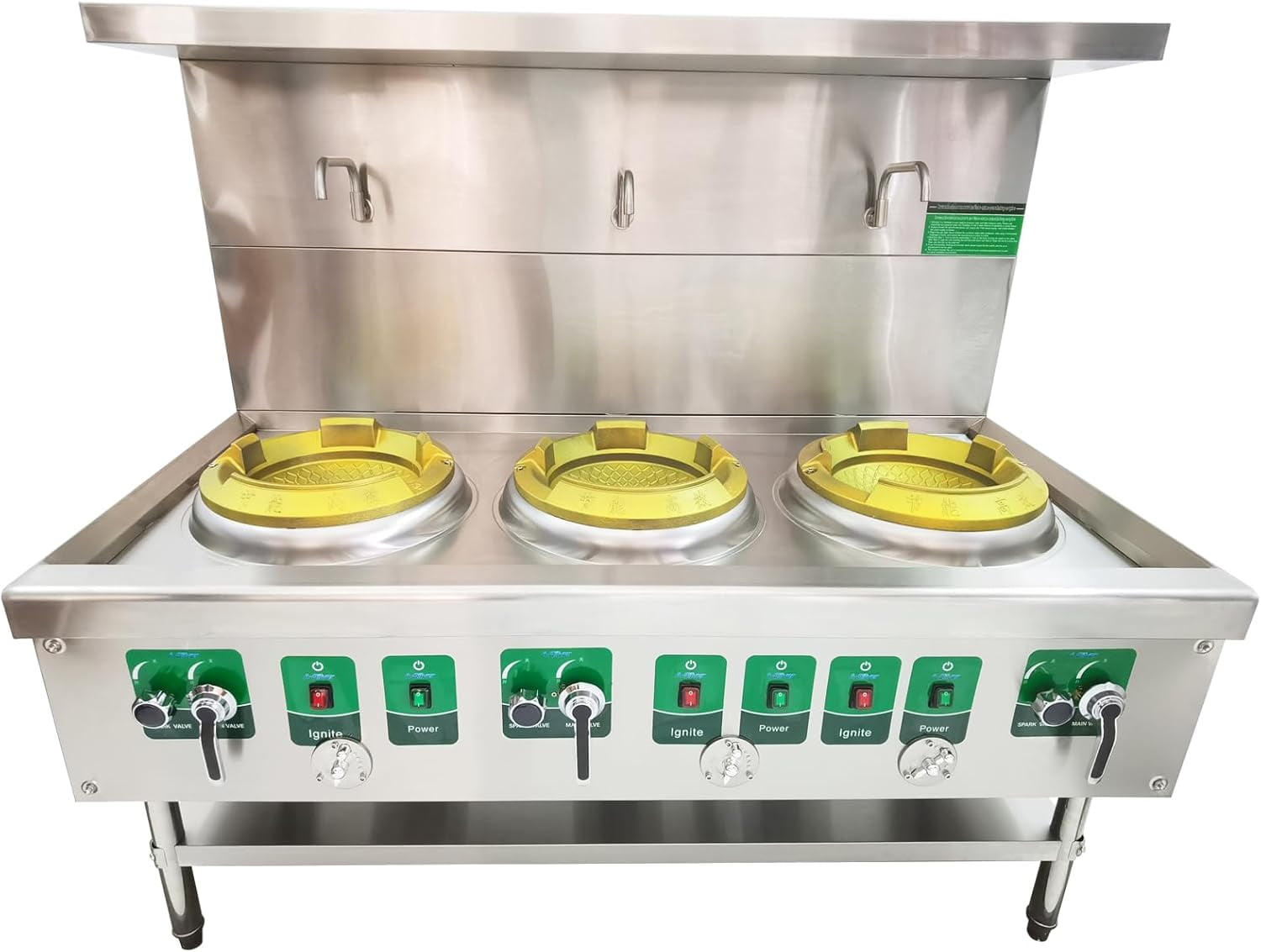 13" Commercial LPG and Natural Gas Chamber Triple Burner Open Style ...