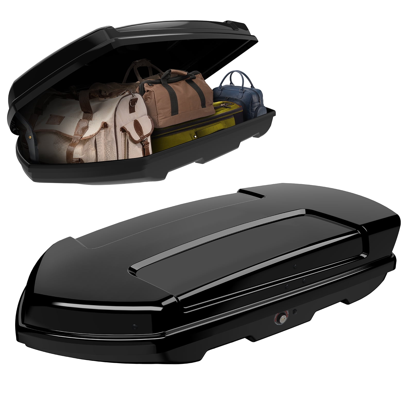 13 Cubic Feet Rooftop Cargo Box Dual Side Opening Hard Shell Cargo ...