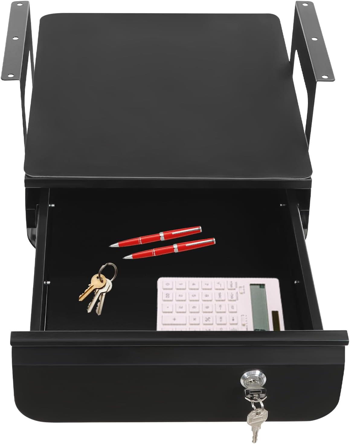 13 in Under Desk Pull-Out Drawer, Lockable Sliding Storage Drawer ...