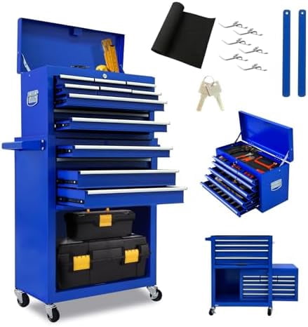 13 Drawers Tool Chest With Wheels,Large Capacity Tool Storage Cabinet ...