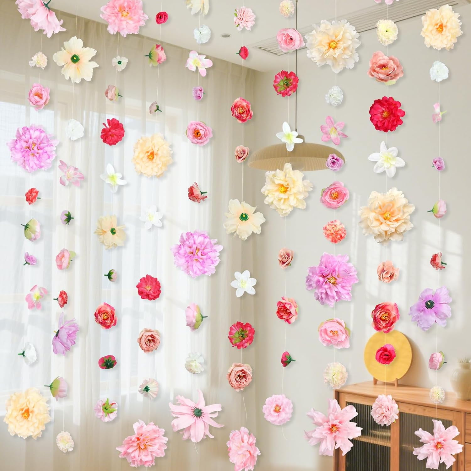 13 FT Dangling Fake Rose with Hooks Spring Party Decorations for ...