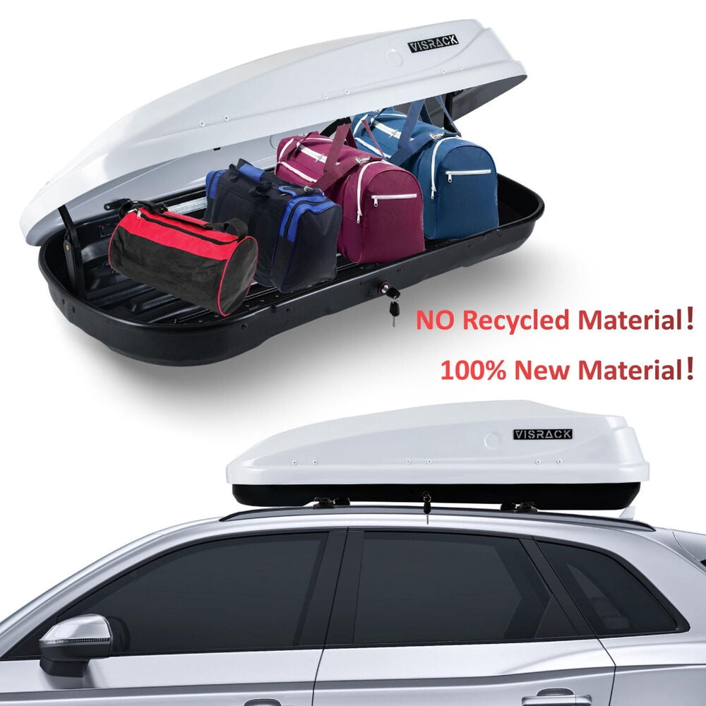 13 FT ³ White Cargo Box, Hard Shell ABS Roof Cargo Carrier with ...