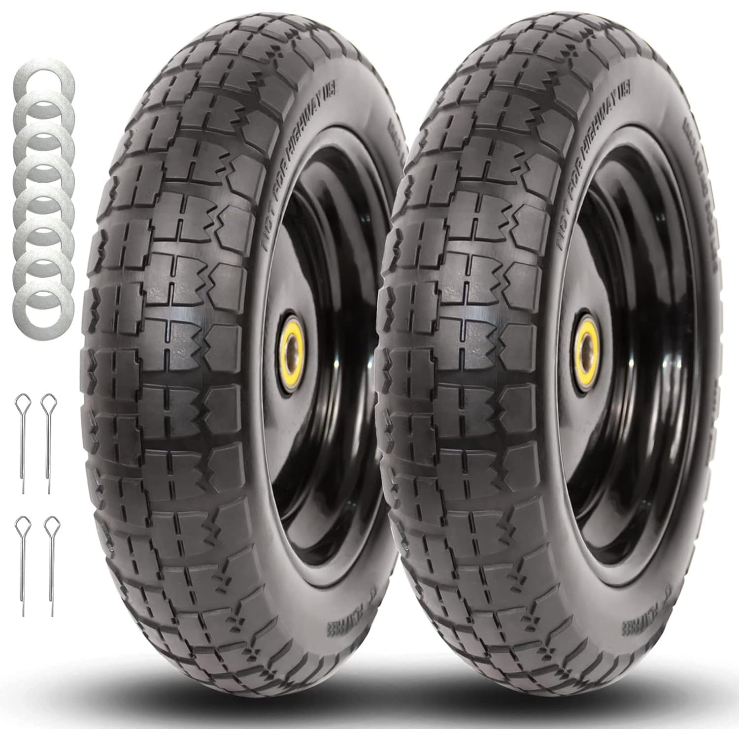 13" Flat Free Solid Tire and Wheel for Carts Replacement Wheels ...