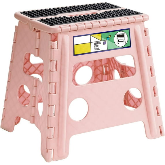 13" Folding Step Stool for and Up to 300 lbs,Non-Slip Folding Stools ...