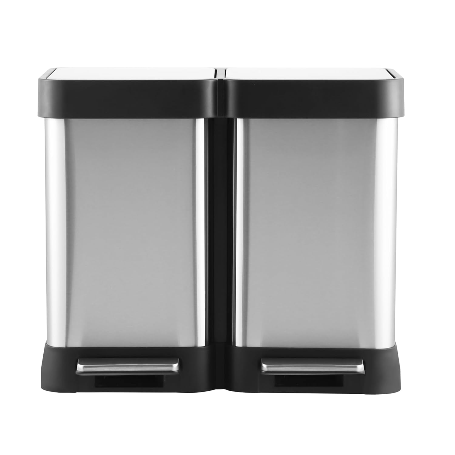 13 Gal Dual Trash Can with 2 Lids, Hands-Free Stainless Steel Kitchen ...