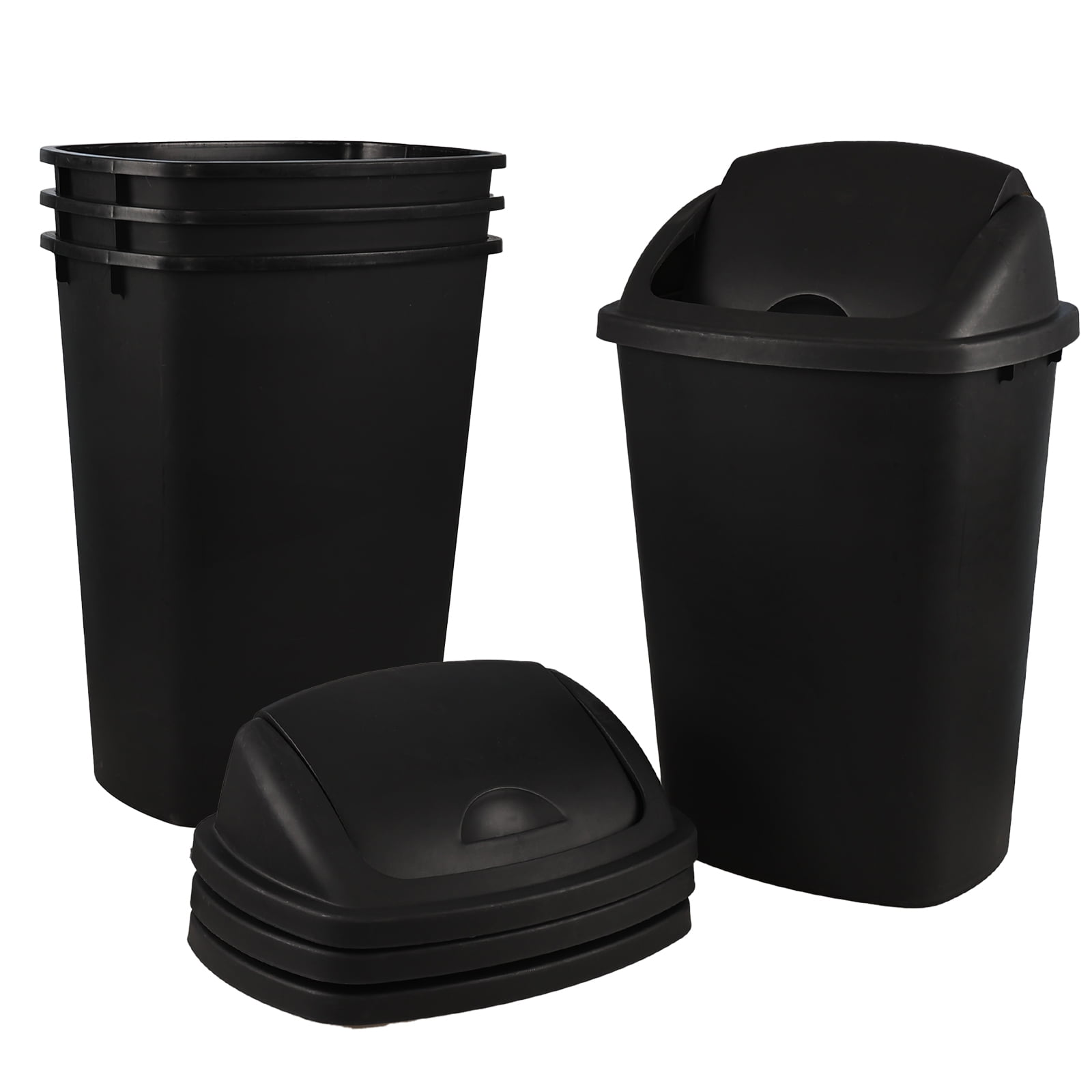 13 Gallon / 50 L Swing Lid Tall Kitchen Trash Can, 4-Pack, Restaurants ...