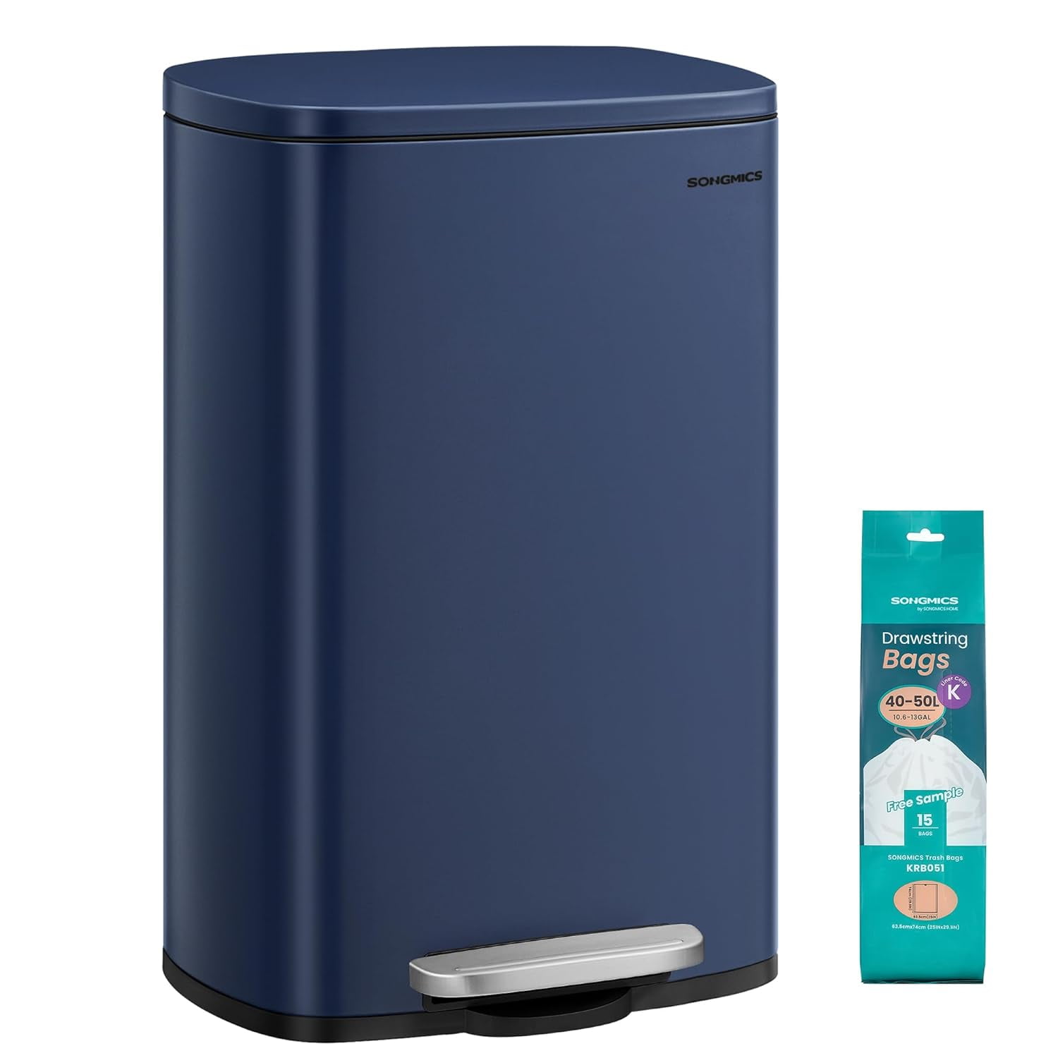 13 Gallon (50 L) Trash Can, Stainless Steel Kitchen Garbage Can ...