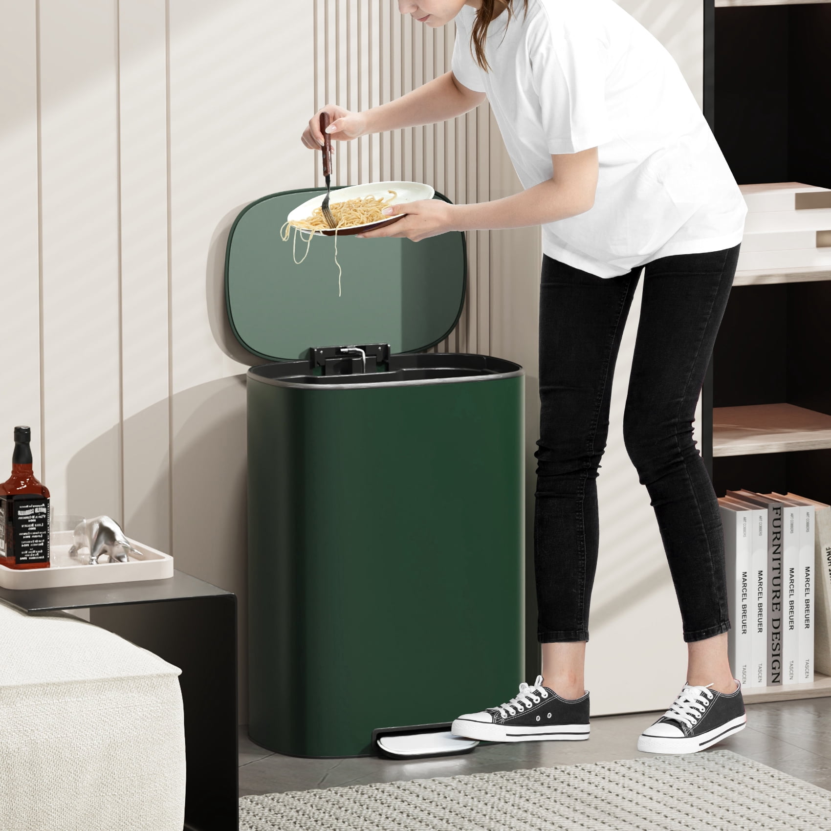 ZL13 Gallon 50L Kitchen Foot Pedal Operated Soft Close Trash Can ...