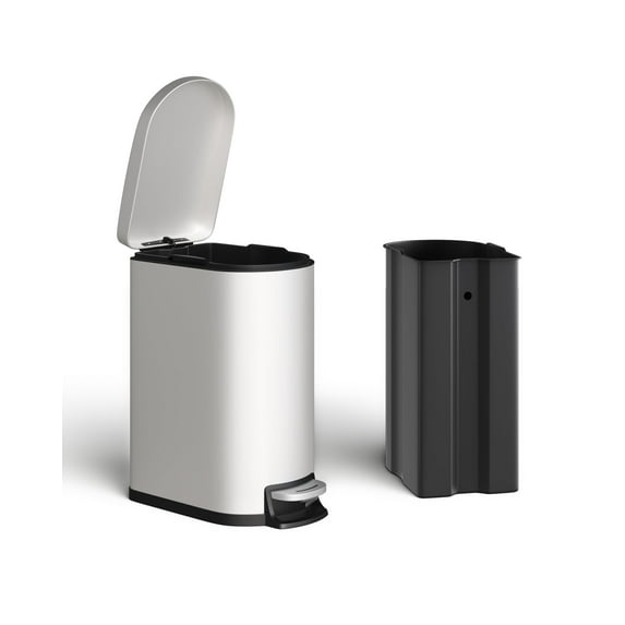 13 Gallon (50L) Slim Stainless Steel Pedal Trash Can - Soft-Close ...