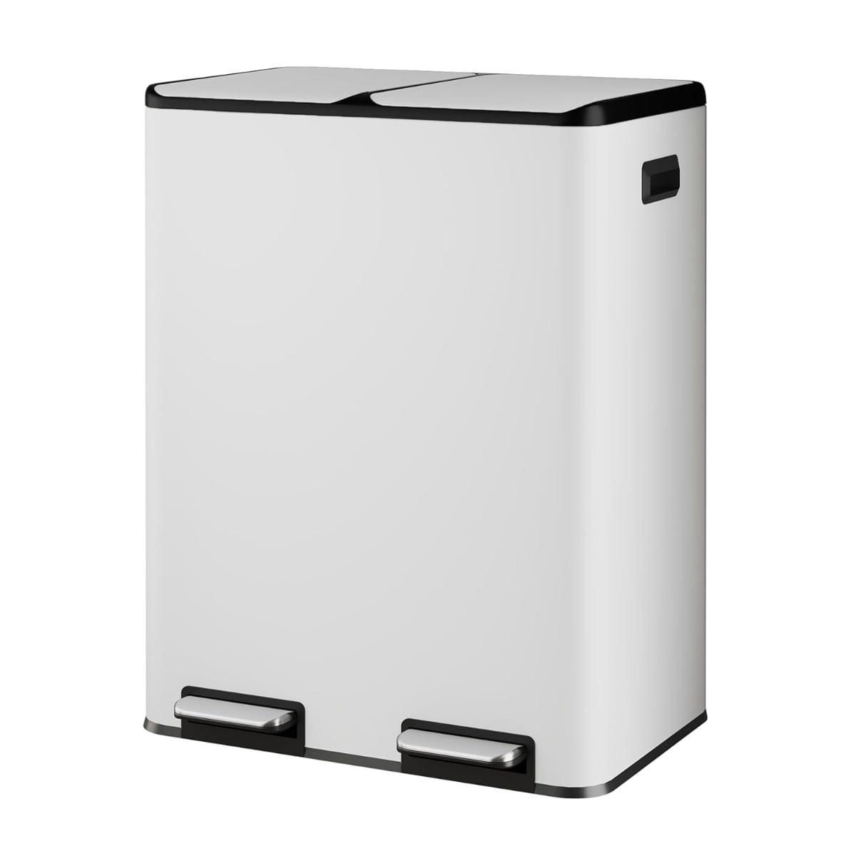 13 Gallon 50L Soft Close Step Trash Can White Stainless Steel Kitchen ...