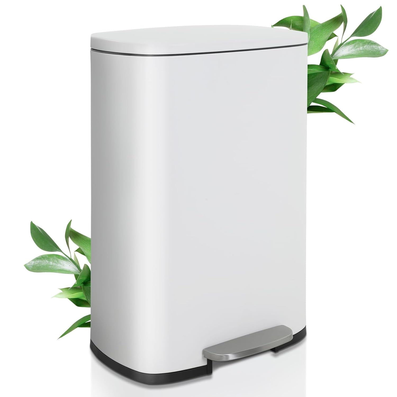 13 Gallon (50L) Stainless Steel Kitchen Trash Can with Lid,Fingerprint ...