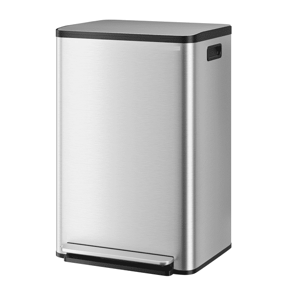 13 Gallon 50L Stainless Steel Step Trash Can, Kitchen Garbage Bin with ...