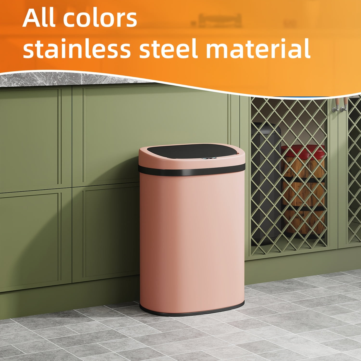 13 Gallon (50L) Touchless Motion Sensor Trash Can - Double Kitchen Bin ...