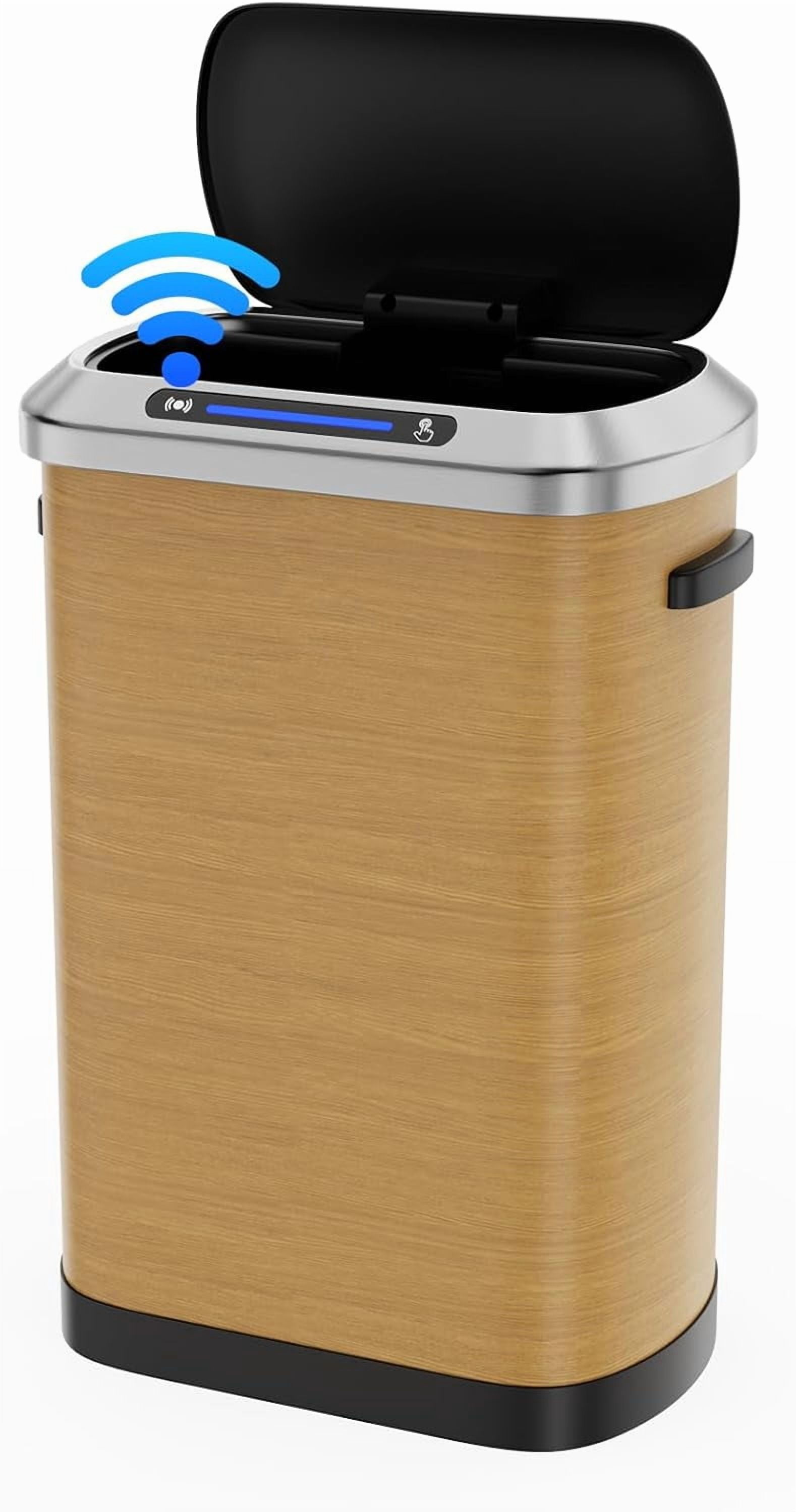 13 Gallon 50L Wood Color Automatic Smart Trash Can with Lid for Kitchen ...